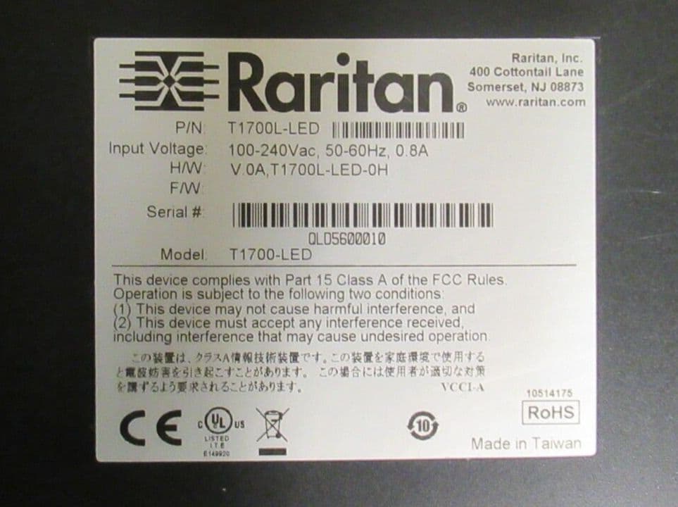 Raritan T1700-LED Console Drawer 1080P 17" 16 9 LCD Display 1U Rackmount