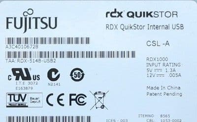 RDX QuikStor RDX1000 Internal Backup Drive with Cable Fujitsu P/N ...