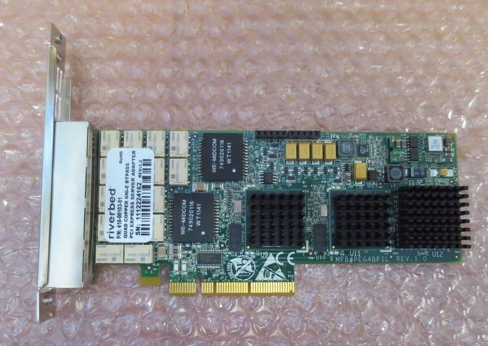 Riverbed Quad Port Gigabit Bypass PCI Express Server Adapter PCI-E 410 ...