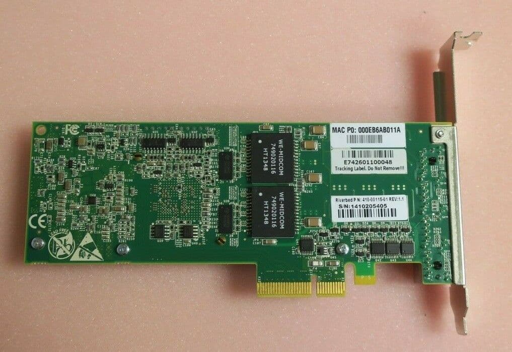 Riverbed Quad Port Gigabit NIC-1-001G-4TX-BP Ethernet Bypass Card 410 ...