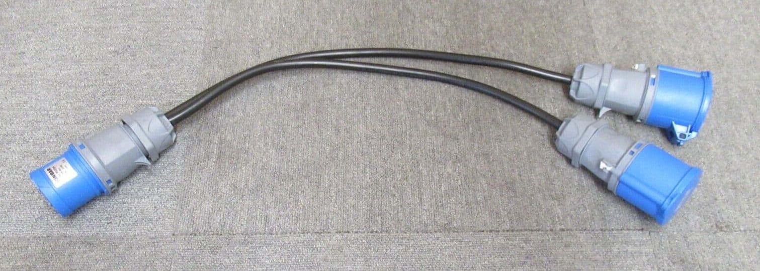 Ronbar 32A 6H IP44 250V 3-Pin Industrial Plug Male To 2 Female 1M ...