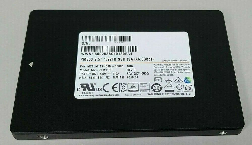 Samsung 1 92TB SATA 6G/s 2 5" TLC Read Intensive SSD PM863 Enterprise ...