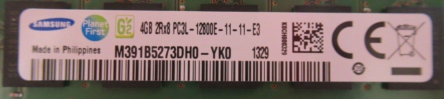 Samsung M391B5273DH0-YK0 8GB 2x4GB PC3-12800 DDR3-1600MHz ECC CL11 240P Memory