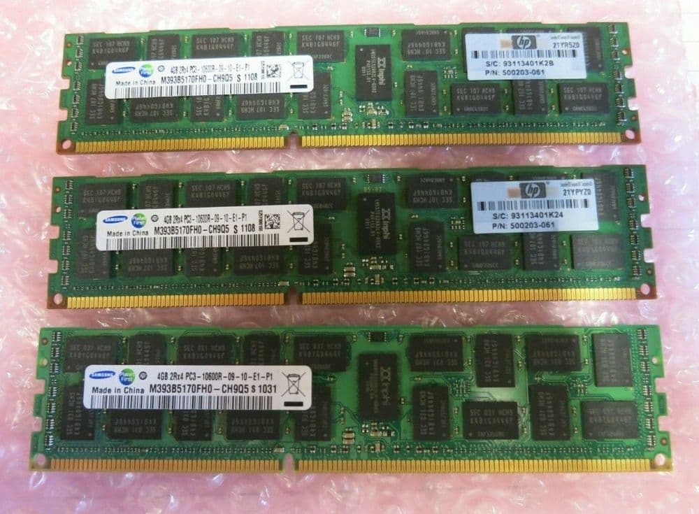 Samsung M393B5170FH0-CH9Q5 12GB 3x4GB 2Rx4 PC310600 ECC CL9 240P Server ...
