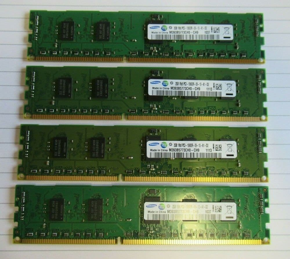 Samsung M393B5773CH0-CH9 8GB 4x2GB PC3-10600 DDR3-1333MHz ECC CL9 240P ...
