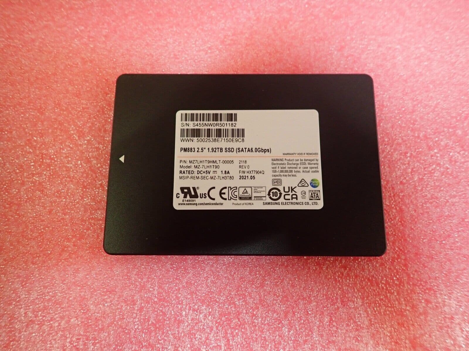 Samsung PM883 1 92TB SATA 6Gb/s 2 5" TLC Enterprise SSD MZ-7LH1T90