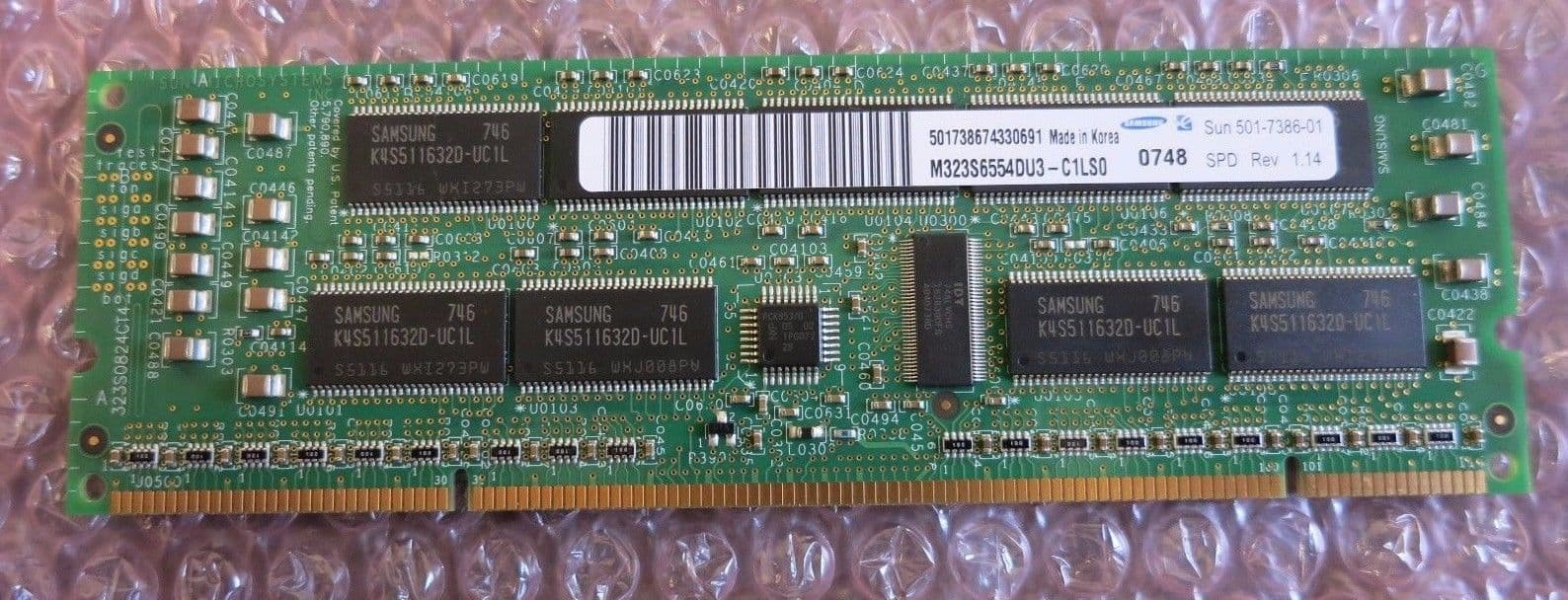 Samsung / Sun MicroSystems M323S6554DU3-C1LS0 501-7386-01 3GB 3x1GB RAM ...
