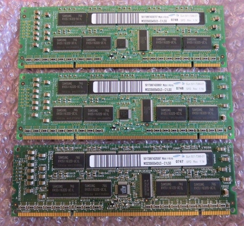 Samsung / Sun MicroSystems M323S6554DU3-C1LS0 501-7386-01 3GB 3x1GB RAM ...