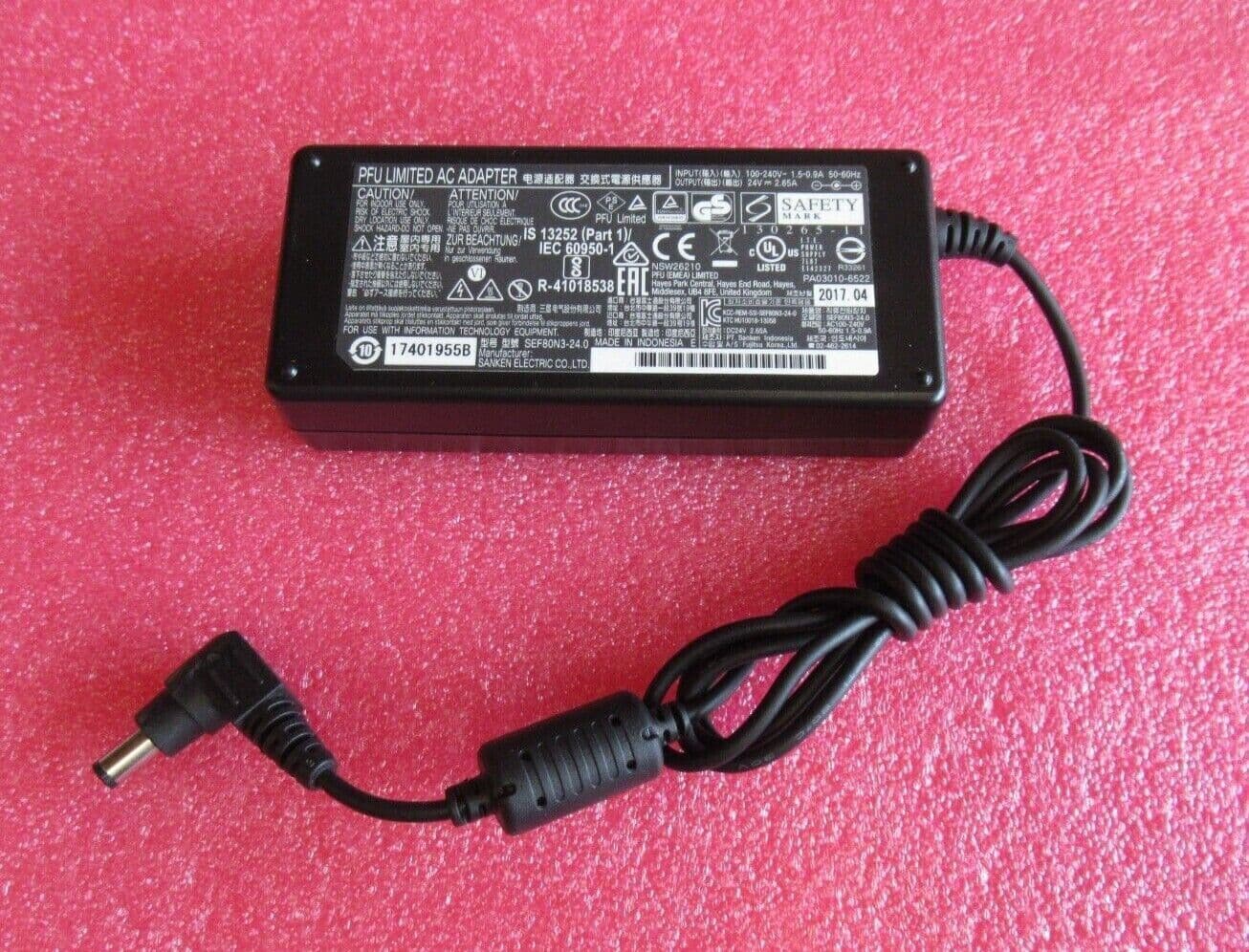 Sanken SED80N3-24 0 AC Power Adapter 60W 24V 2 65A For Fujitsu ScanSnap