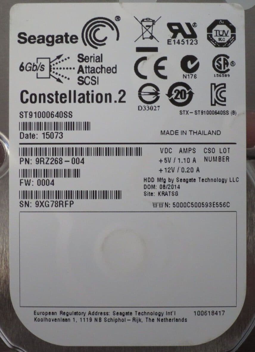 Seagate 1TB ST91000640NS 9RZ268-004 Constellation 2 SAS Hard Drive 2 5 ...