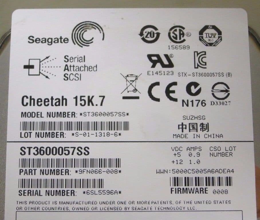Seagate Cheetah 15K 7 ST3600057SS 3 5" 600GB 15K SAS Hard Drive 9FN066-008