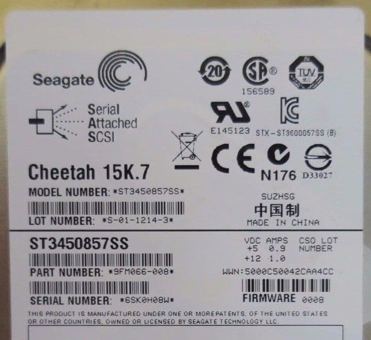 Seagate Cheetah 450GB 15K SAS Hot Plug HDD Hard Drive ST3450857SS ...
