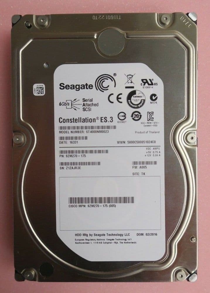 Seagate Constellation ES 3 4TB 3 5" SAS 6Gb/s Hard Drive ST4000NM0023 9ZM270-175