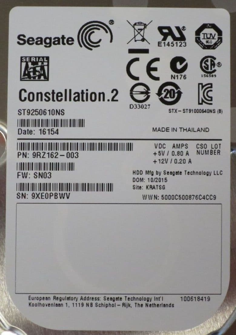 Seagate Constellation 2 ST9250610NS 9RZ162-003 2 5" 250GB 7 2K SATA ...