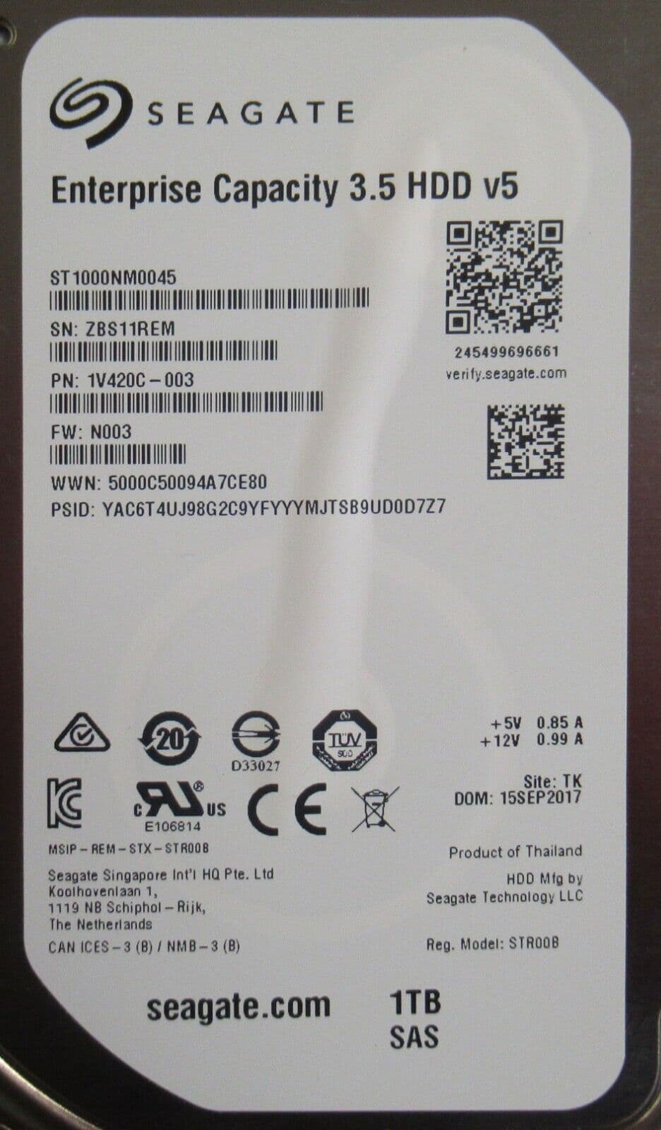 Seagate Enterprise Capacity v5 1TB 7 2K SAS 12G 3 5" 1V420C-003 HDD ...