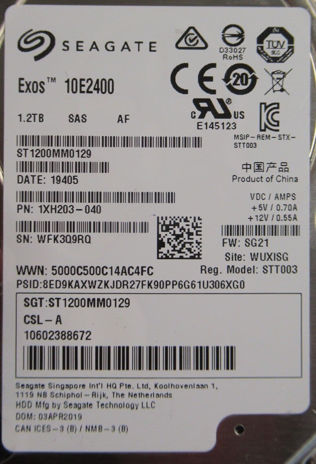 Seagate Exos 1 2TB 10K 2 5" SAS Hot-Plug Hard Drive HDD ST1200MM0129 ...