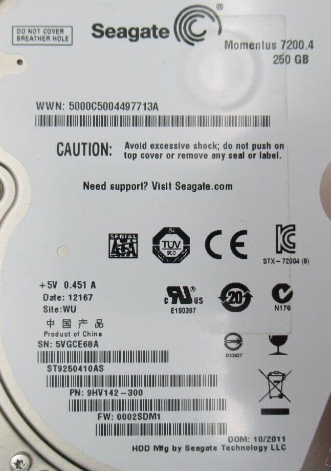 Seagate Momentus 7200 4 250GB 2 5 SATA 7200 RPM 3Gb/s Hard Drive ...