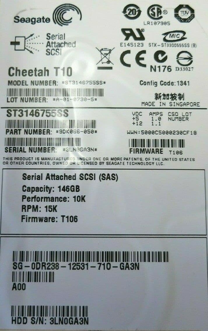 Seagate ST3146755SS 9DK066-050 Cheetah T10 146GB 15000RPM SAS 16MB 3 5" HDD