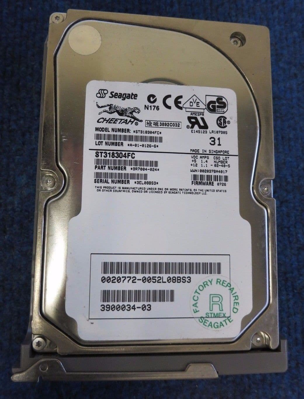 Seagate ST318304FC 9R7004-024 Cheetah 18GB 10000 RPM 3 5" SCSI Ultra160 HDD