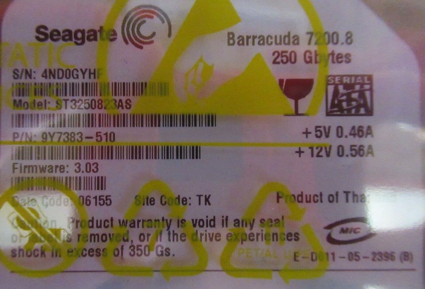 Seagate ST3250823AS Barracuda 7200 8 250GB 7200RPM 8MB 3 5" Internal HDD