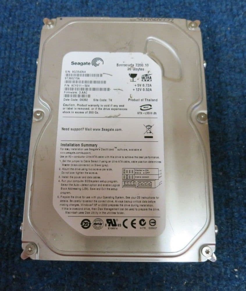 Seagate ST380215A 9CY011-504 Barracuda 7200 10 80GB IDE 72000RPM 2MB 3 ...