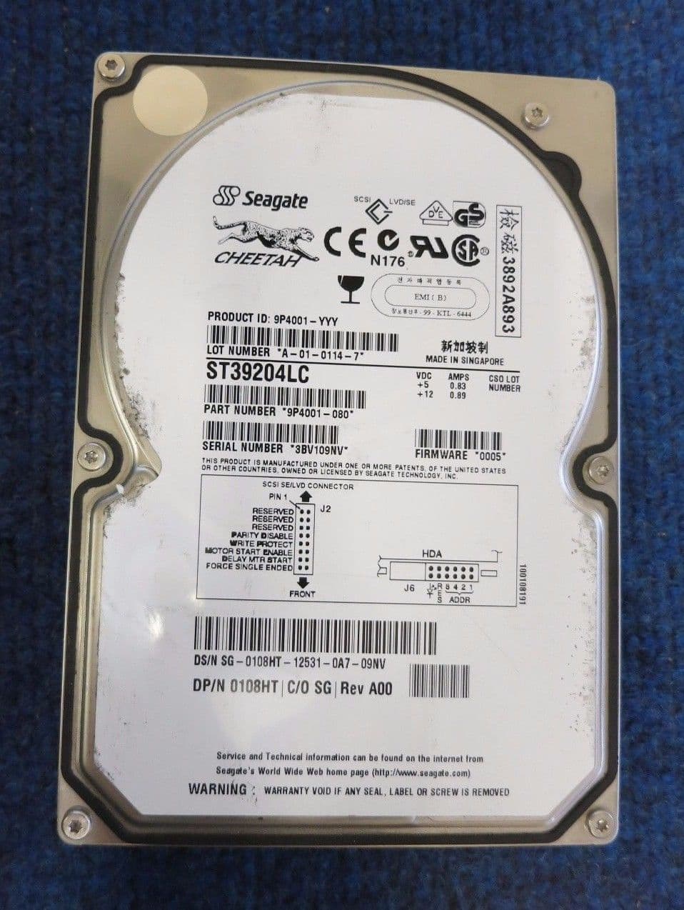 Seagate ST39204LC Cheetah 9GB 10000 RPM 3 5" Ultra160 SCSI Wide Hard Drive