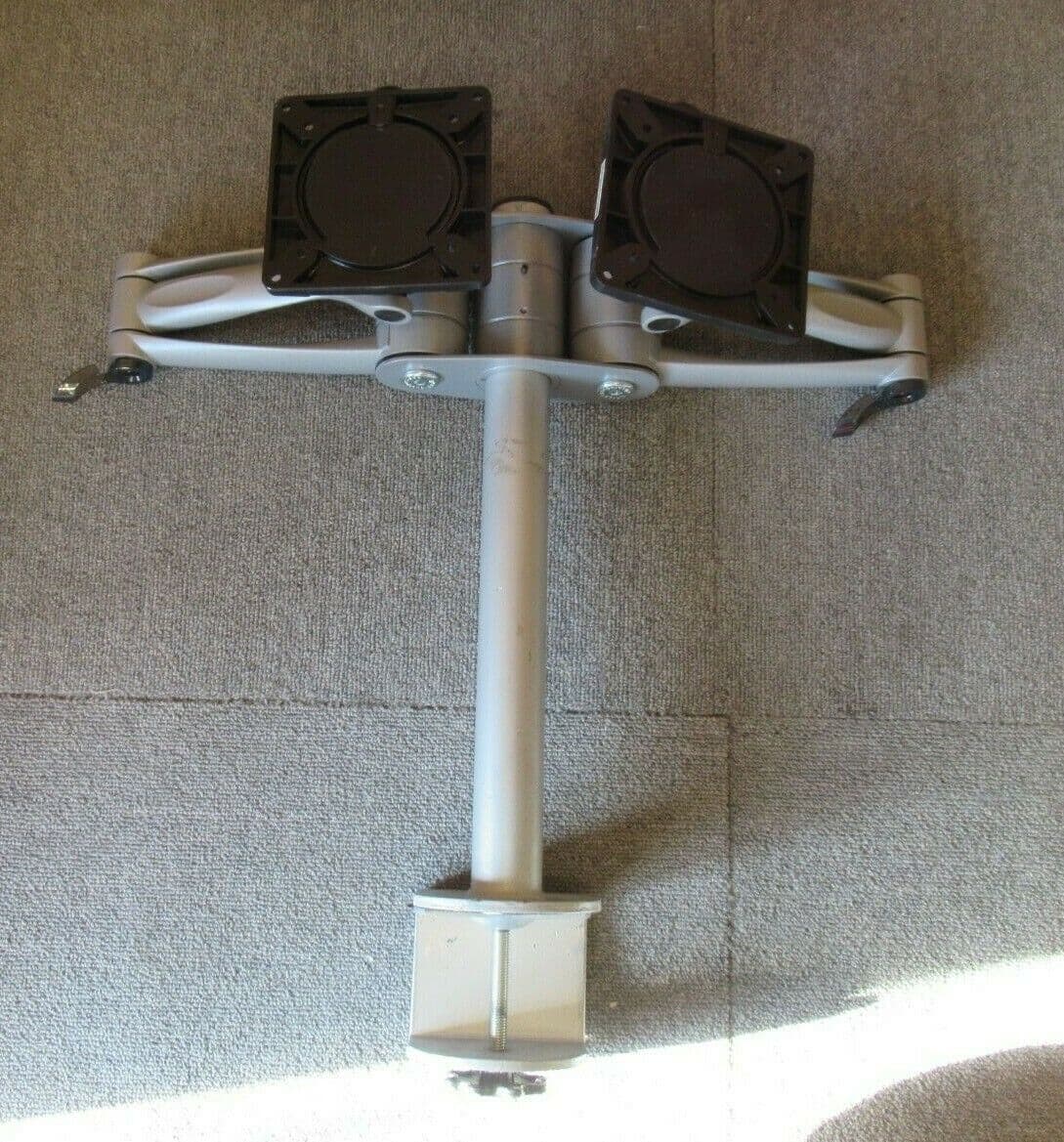 Silver Dual Double Screen LCD TFT 2 Monitor Swivel Arm Desk Clamp Stand