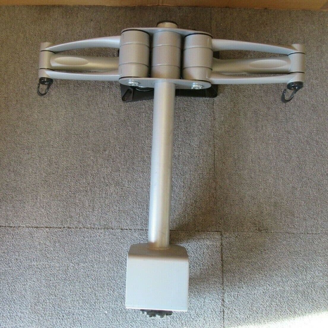 Silver Dual Double Screen LCD TFT 2 Monitor Swivel Arm Desk Clamp Stand