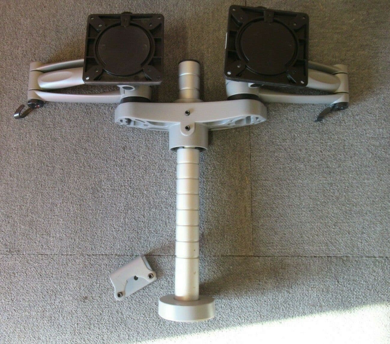 Silver Dual Double Screen LCD TFT 2 Monitor Swivel Arm Desk Mount Stand