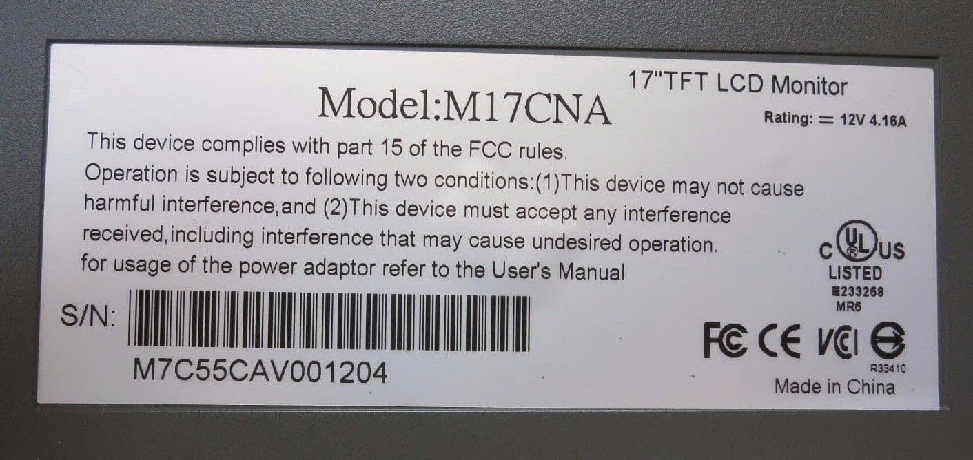 StarLogic M17CNA 17 Inch LCD TFT Colour Computer Monitor No AC Adapter