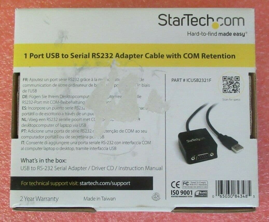 StarTech ICUSB2321F - USB To Serial 1 Port RS232 To USB Adapter Cable