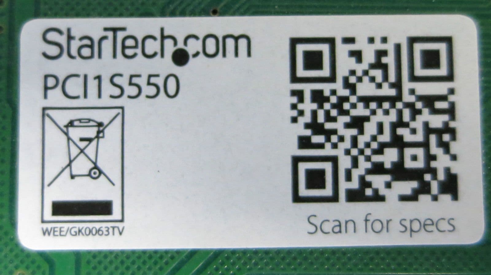 StarTech com PCI1S550 1 Port PCI RS232 Serial Adapter Card with 16550 UART