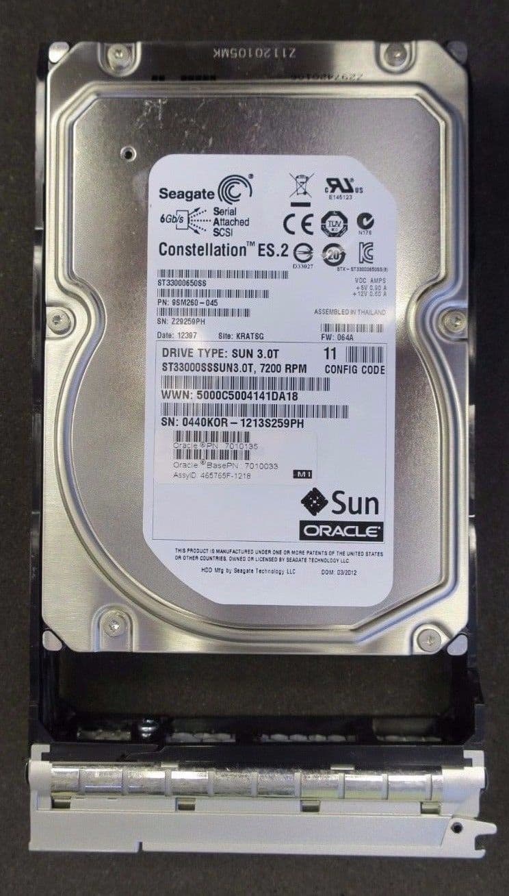 Sun Oracle 3TB 7 2K SAS 3 5" ST33000SSSUN3 0T 7010135 7010033 Hard Drive Caddy