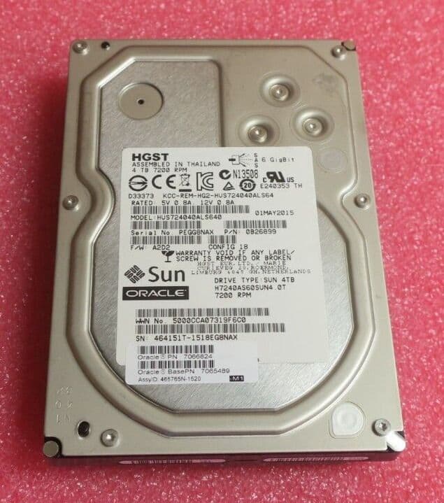 Sun Oracle 4TB 7 2K SAS 6G 3 5" Hard Drive HDD HUS724040ALS640 7066824 7065489