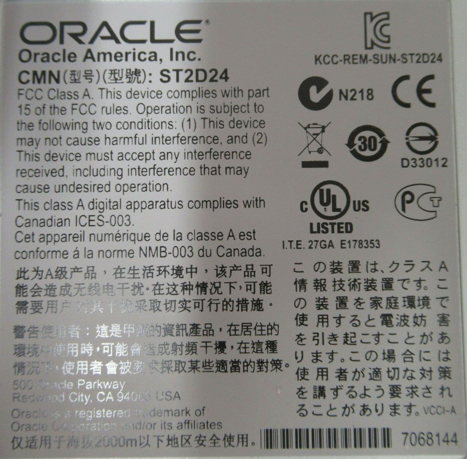 Sun Oracle ST2D24 DE2-24P Storage Drive Enclosure 24x SAS Bay 2x Control Module