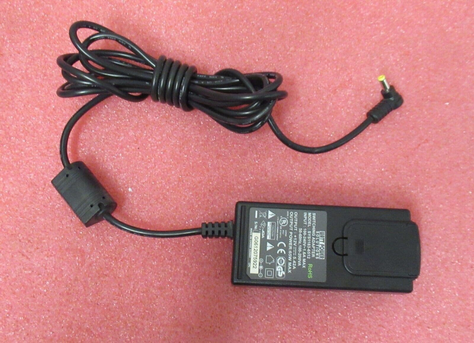 Sunny SYS1183-6512 AC Switching Power Adapter 12V 5 42A 65W