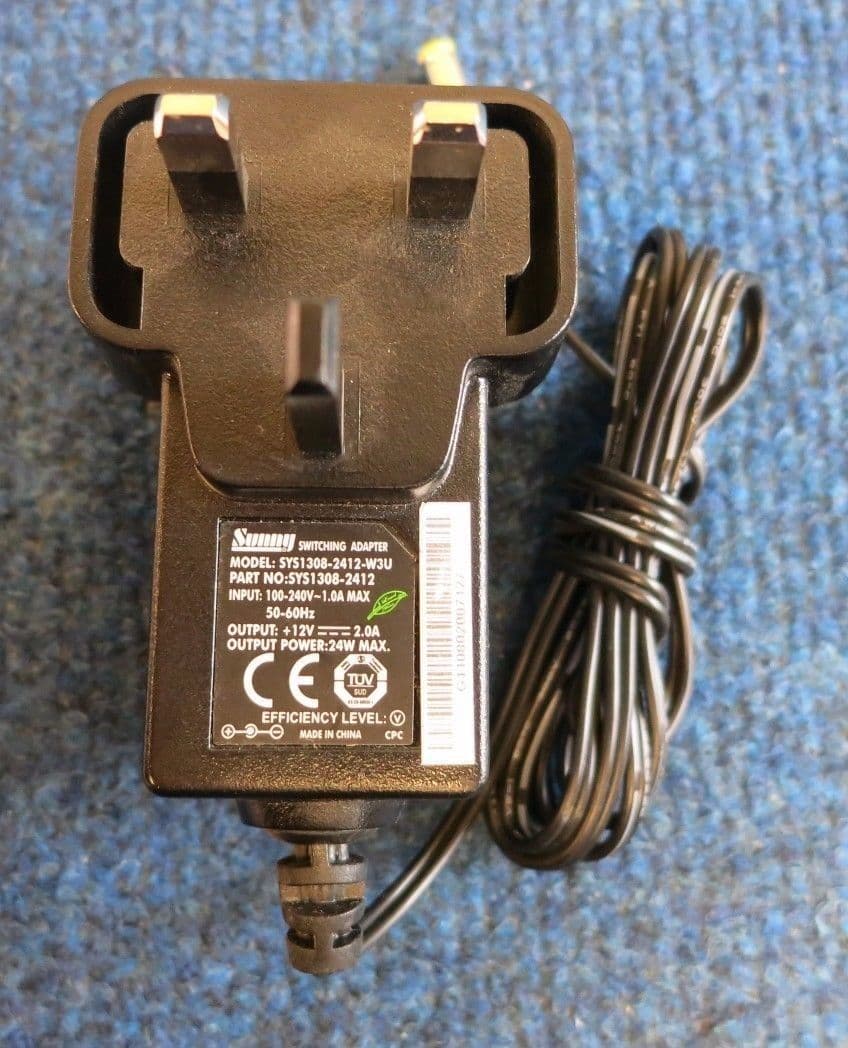 Sunny SYS130-2412 SYS130-2412-W3U UK Plug AC Power Adapter Charger 24W ...