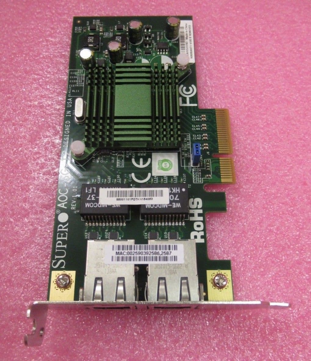 Supermicro AOC-SG-I2 Dual Port Gigabit Ethernet Network Adapter RJ45 ...