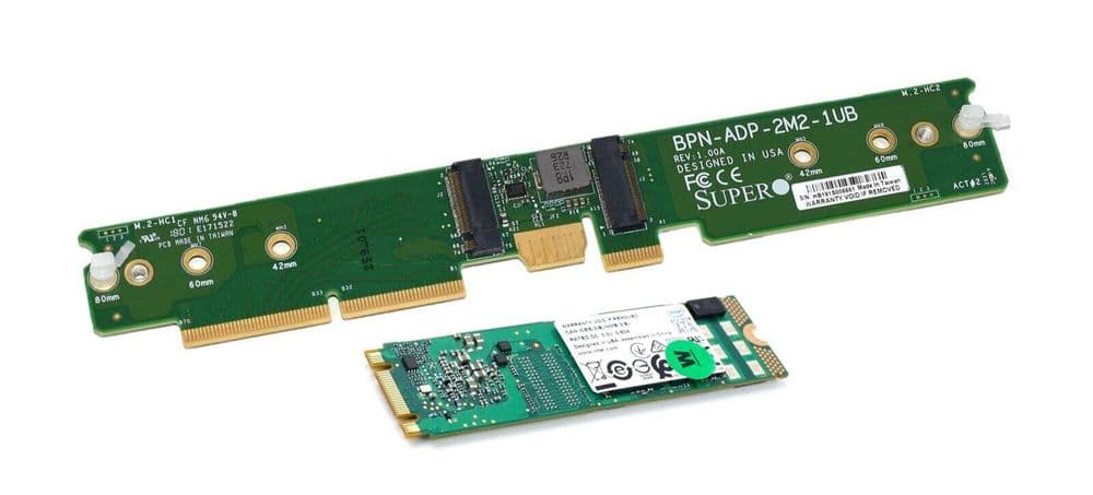Supermicro BPN-ADP-2M2-1UB Dual M 2 SATA/NVMe SSD Carrier Card 240GB M ...