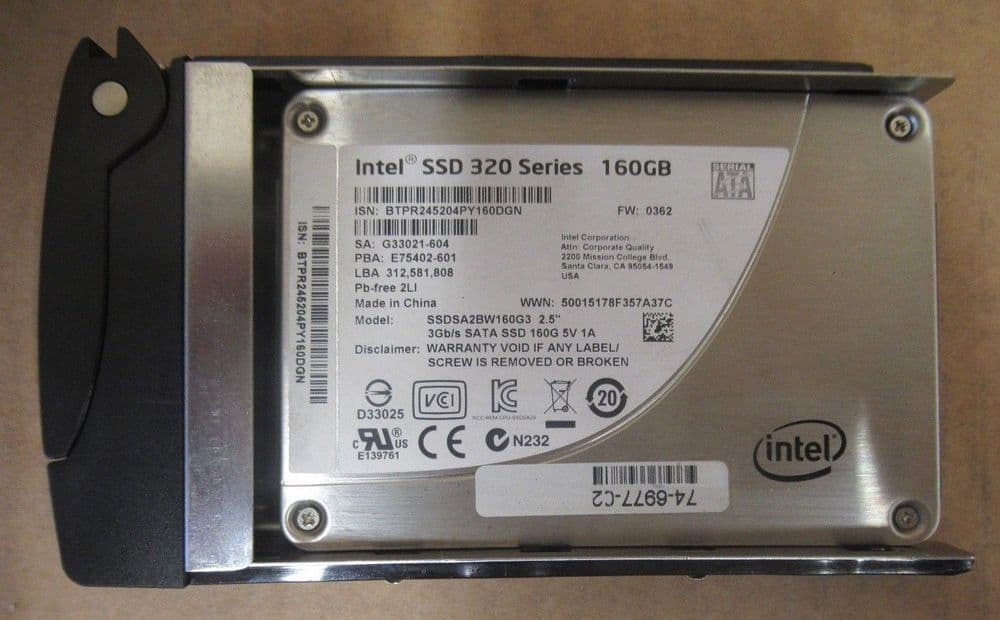 Supermicro Intel SSD 320 160Gb 2 5" SATA 3GB/s SSD SSDSA2BW160G3 74-6977-02