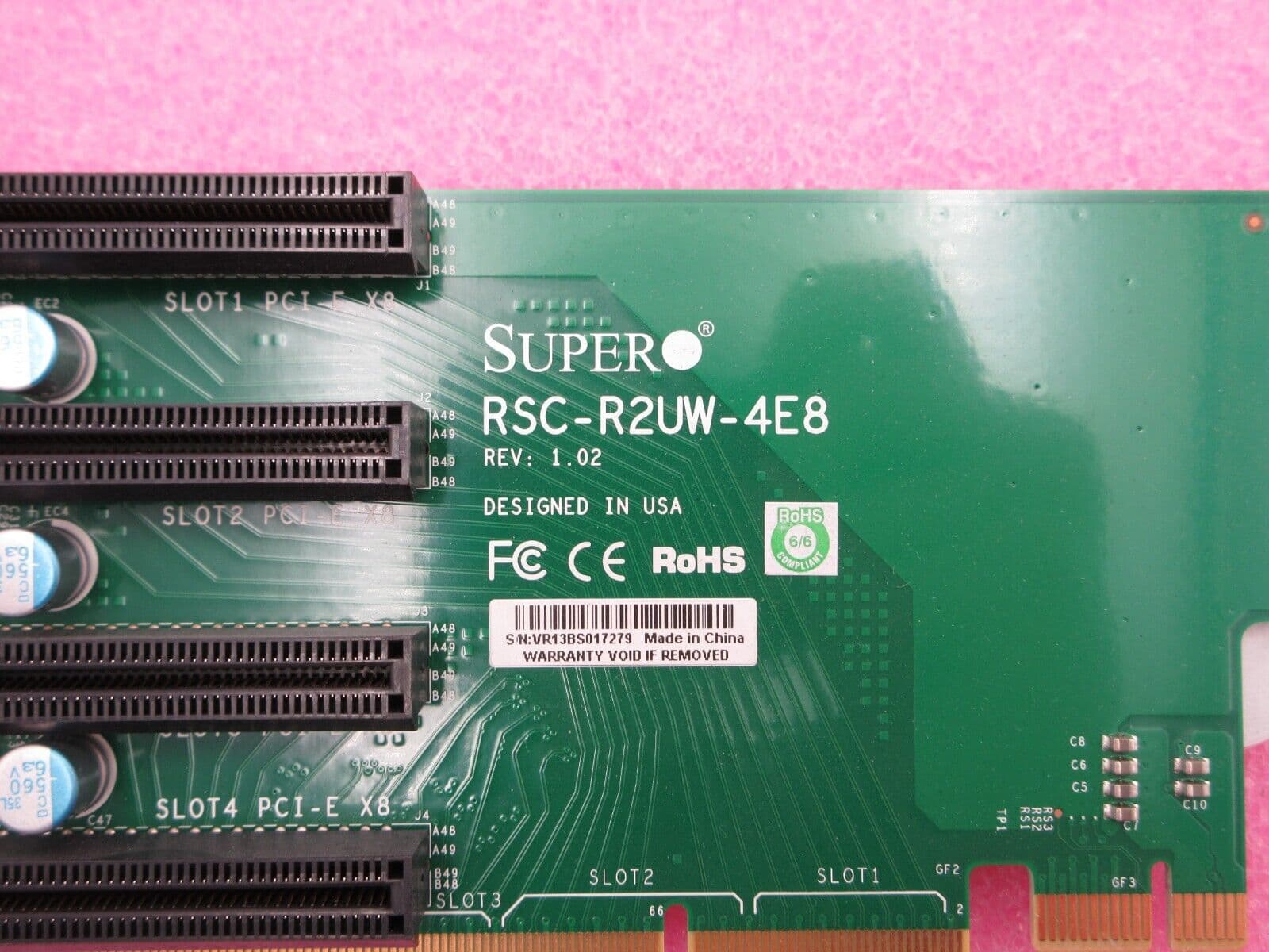 Supermicro RSC-R2UW-4E8 2U Quad Slot PCI-E x8 Riser Card Board Rev 1 02