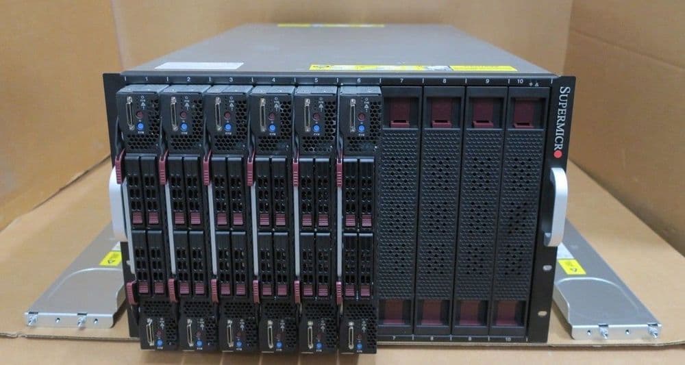 Supermicro SuperBlade 7U CTO SBE-720E-R75 6 x SBI-7228R-T2X Twin Blade ...