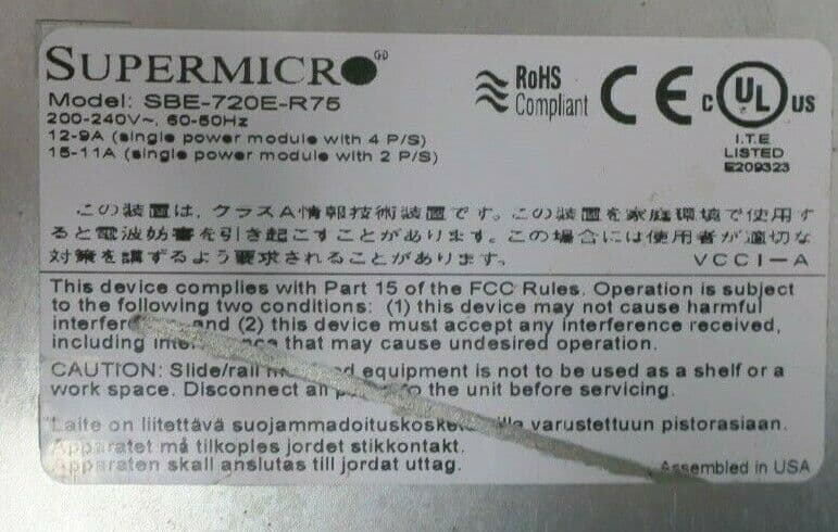 Supermicro SuperBlade SBE-720E-R75 10x SB1-7227R-T2 w/ 4x L5630 64GB ...