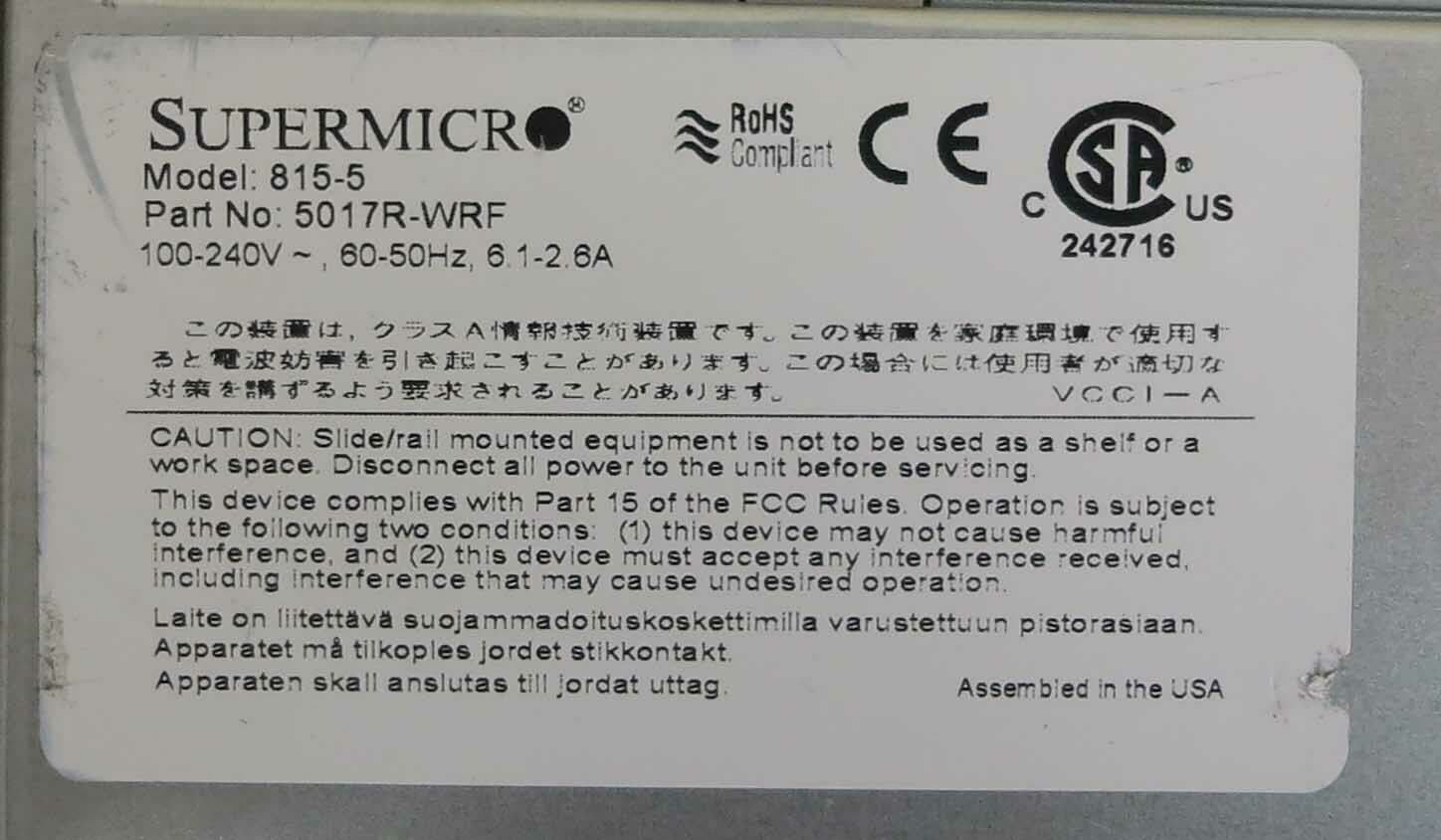 Supermicro SuperChassis CSE-815 X9SRW-F CTO E5-2600v2 4-Bay 9240-4i 1U ...