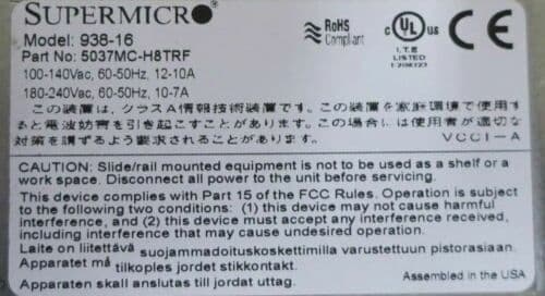 Supermicro SuperServer 938-16 5037MC-H8TRF 16x 3 5" 8-Node Microcloud ...