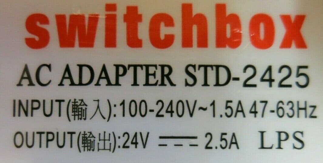 SwitchBox STD-2425 AC Power Adapter Charger 60 Watts 24 Volts 2 5 Amps