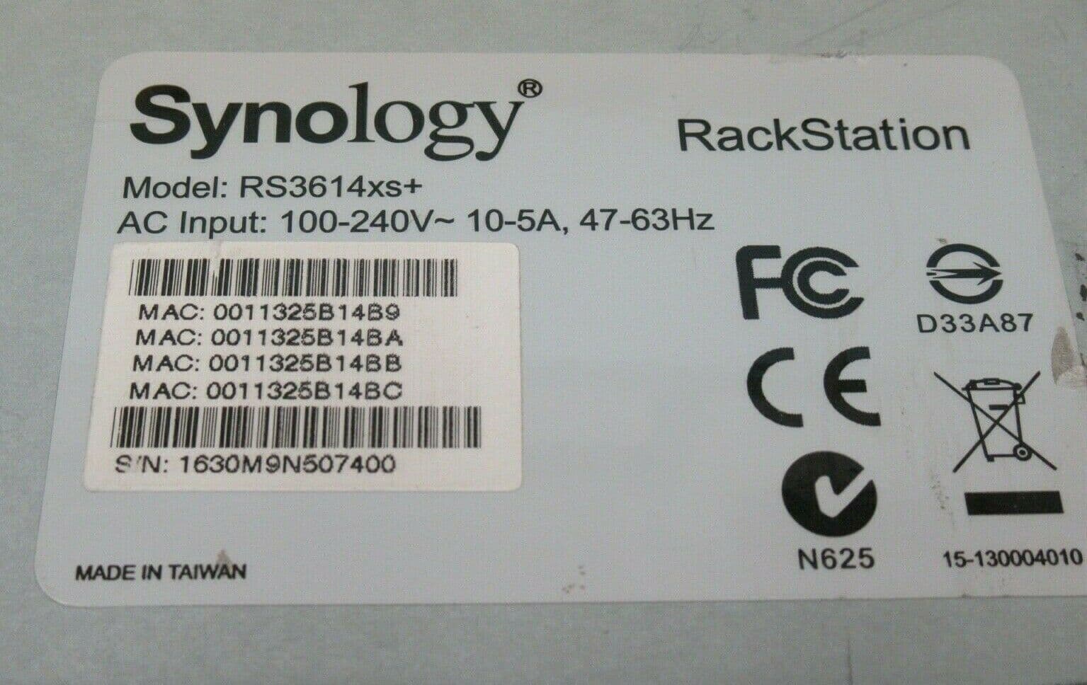 Synology Rackstation RS3614XS 12Bay SATA Rackmount NAS Network Attached ...