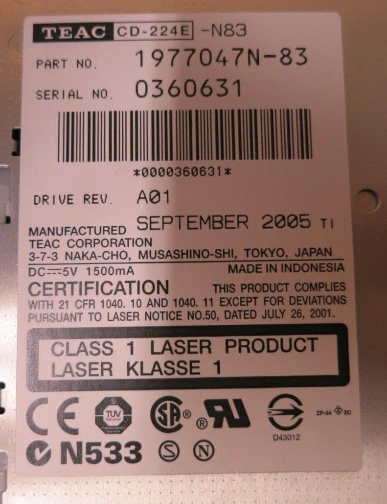 Teac CD-224E 1977047N-83 Internal 24X IDE/ATAPI CD-ROM Drive Plug-In Module