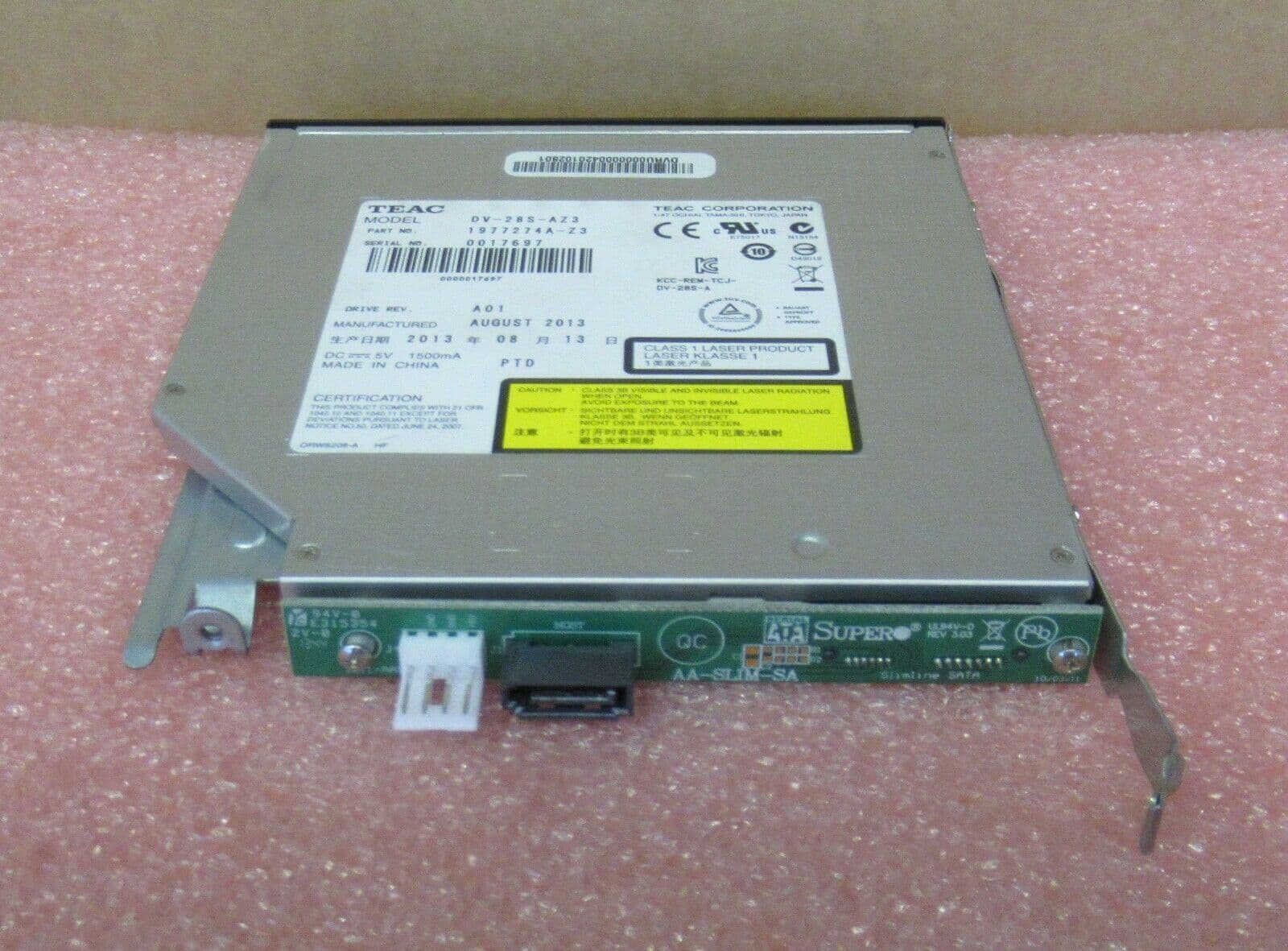 TEAC DV-28S-AZ3 Slimline DVD-ROM Drive Supermicro Bracket Backplane AA ...