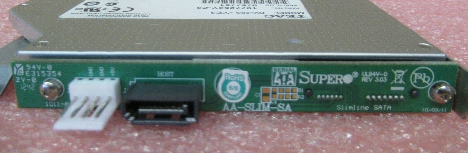 TEAC DV-28S-YZ3 Slimline DVD-ROM Drive Supermicro Bracket Backplane AA ...